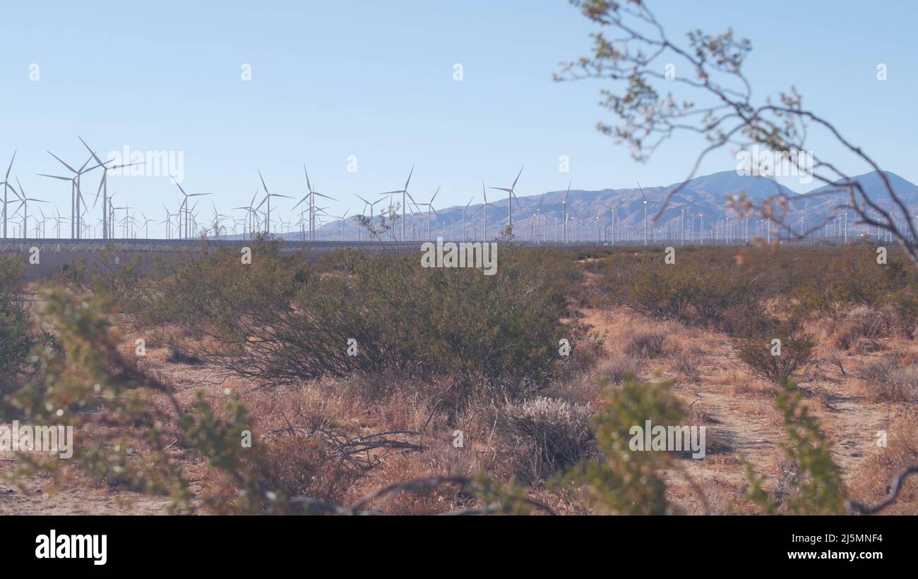 Windmills turbine rotating, wind farm or power plant, alternative green ...