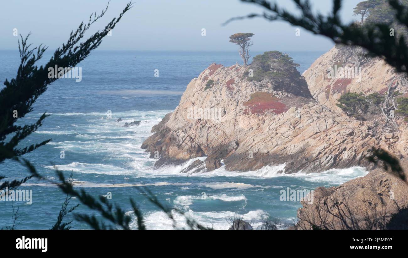 Rock, crag or cliff, waves crashing, ocean beach, water splashing, sea ...
