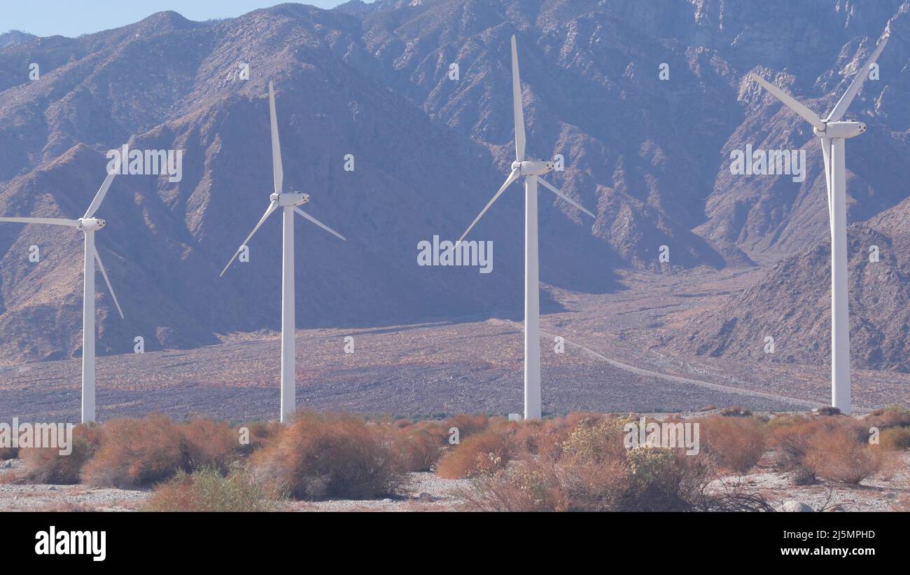 Windmills turbine rotating, wind farm power plant, alternative green ...