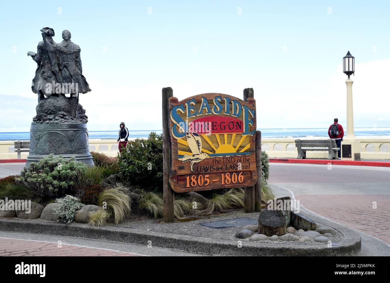 A sign on the waterfront for the coastal holiday town of Seaside ...