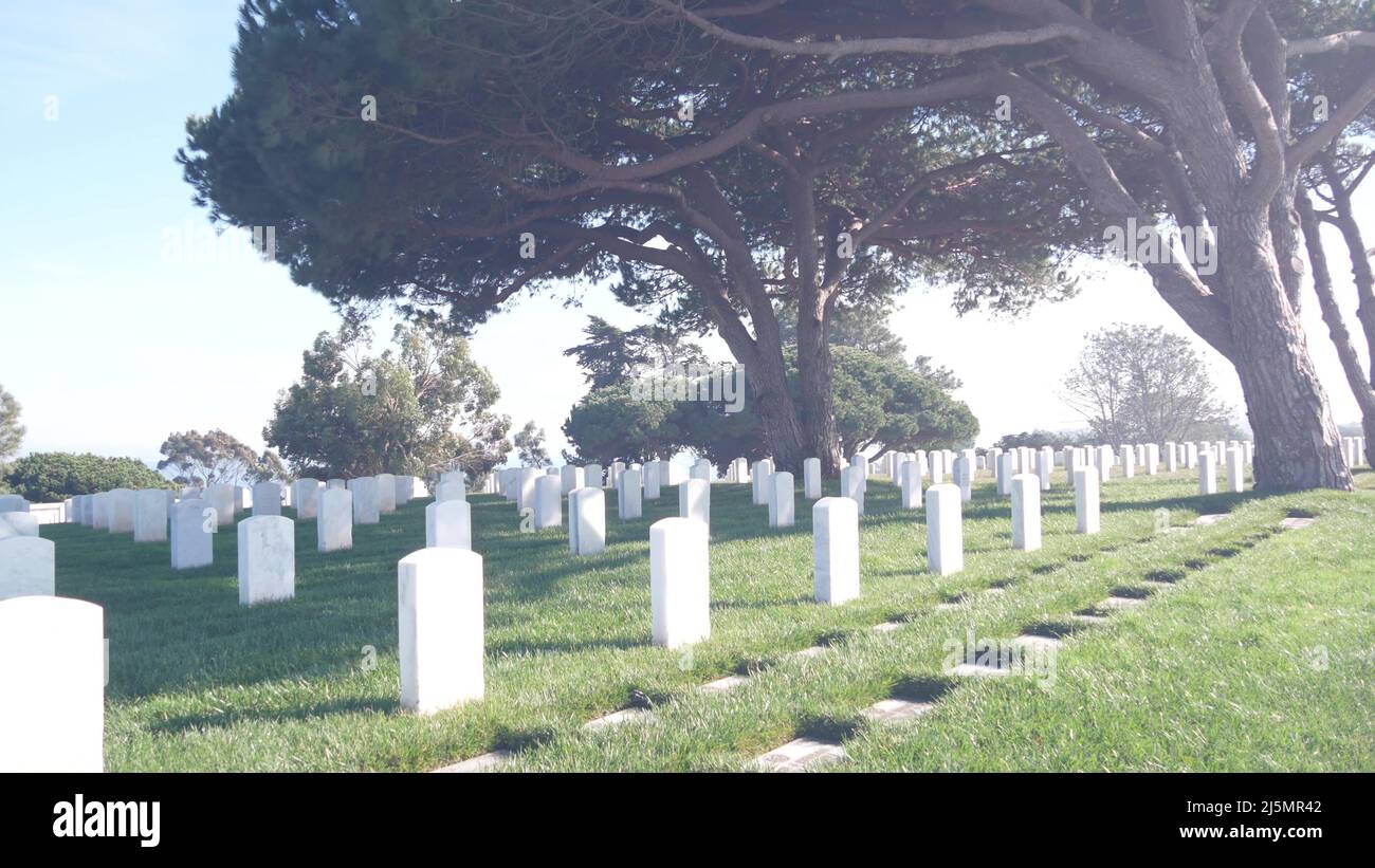 Tombstones on american military national memorial cemetery, graveyard ...