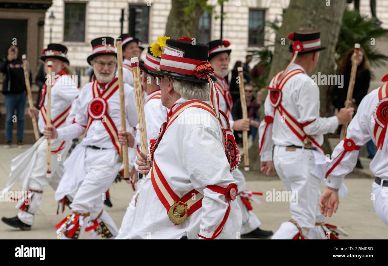 Traditional English folk dancers, Ewell St. Mary's Morris Men seen ...