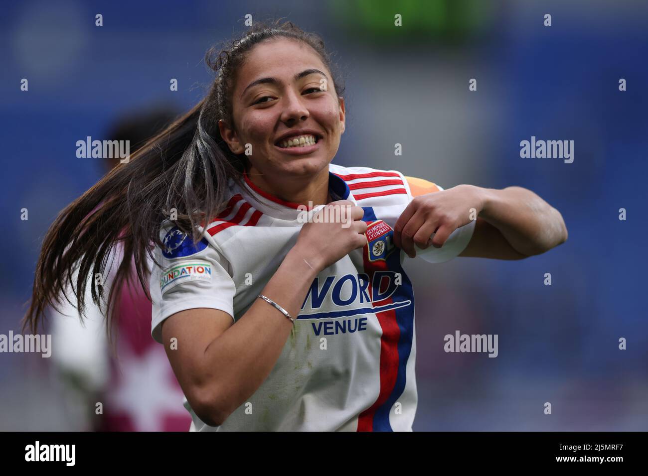 Lyon, France, 24th April 2022. Selma Bacha of Lyon reacts following the ...