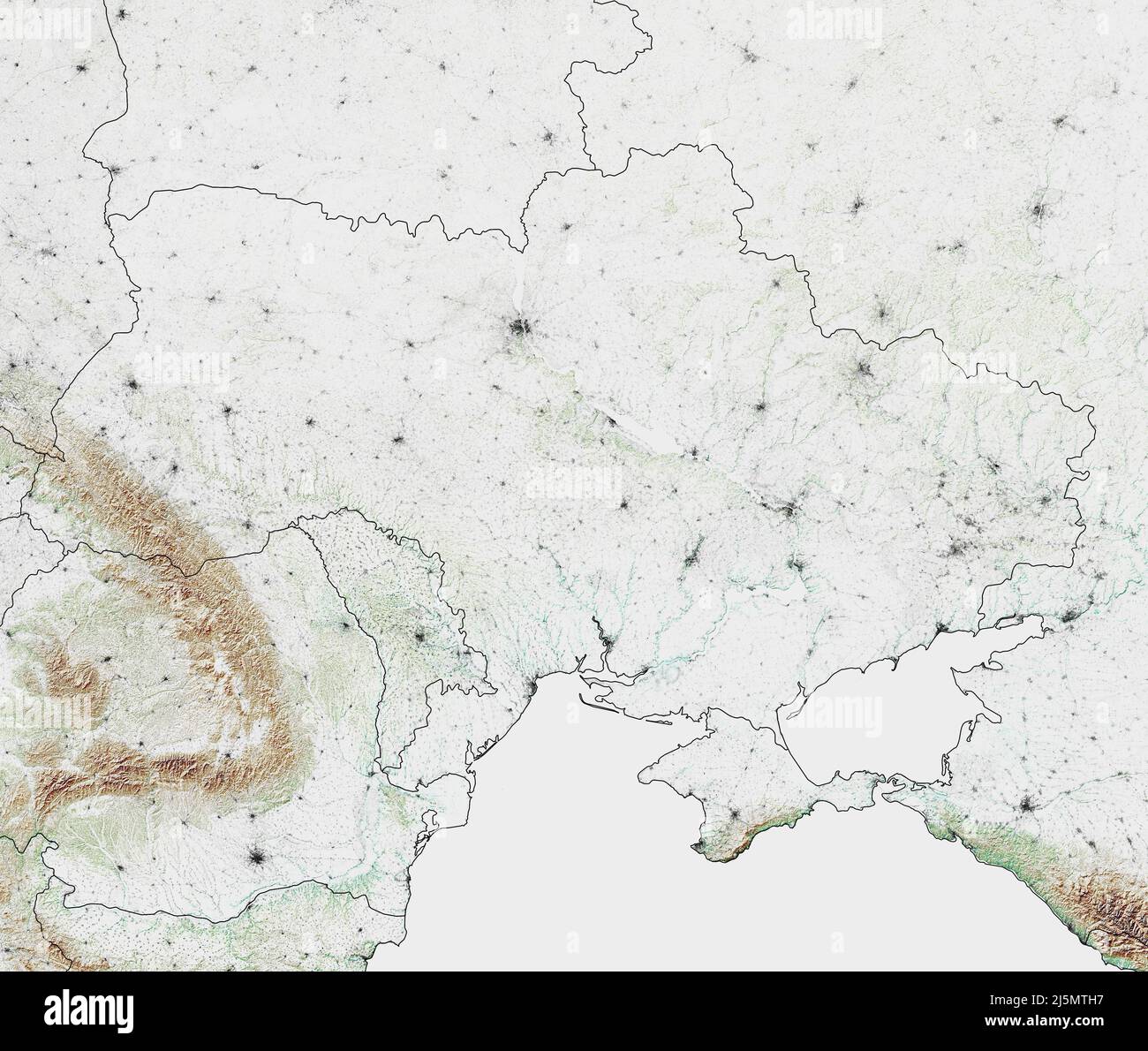 Physical map of Europe, Ukraine and borders. Russia and Belarus, Crimea ...