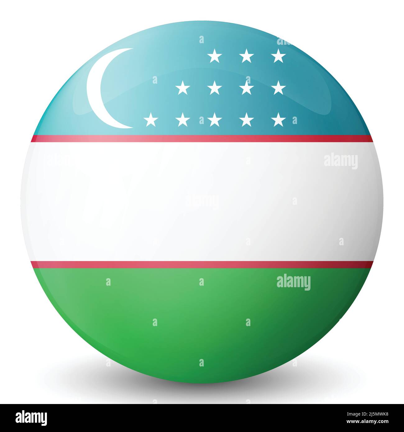 Round icon with flag of Uzbekistan. Glass light ball, sticker, sphere ...