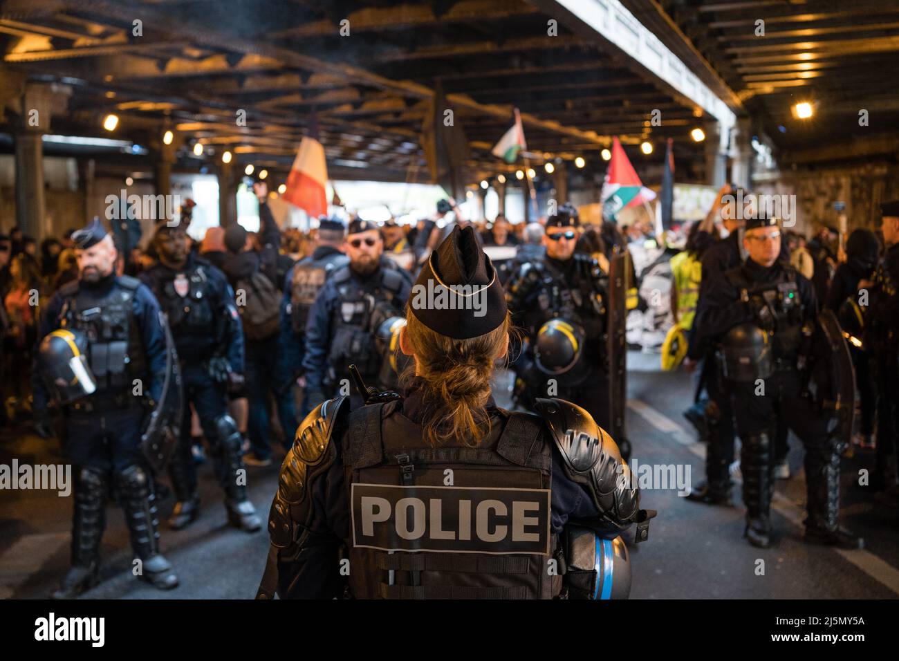 French police force stand alert during the demonstration Demonstration ...