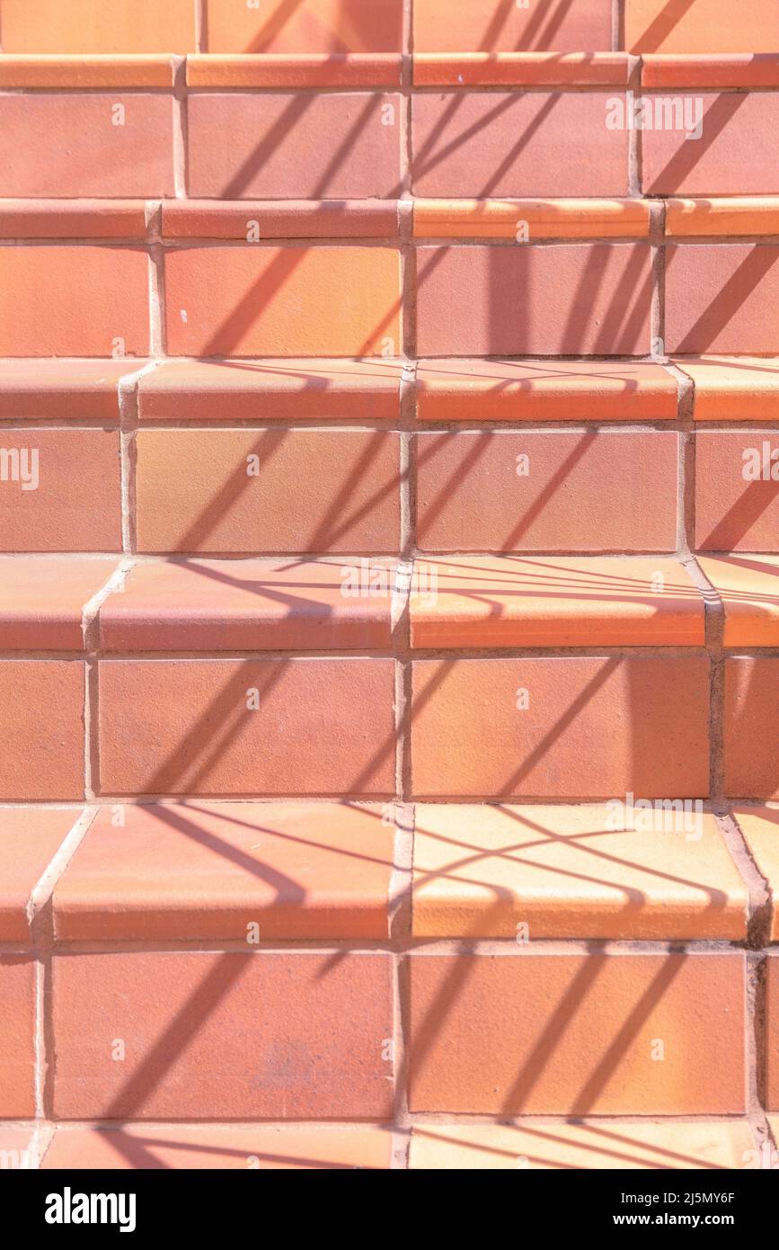Stairs with classy orange peach bricks risers and threads at San ...
