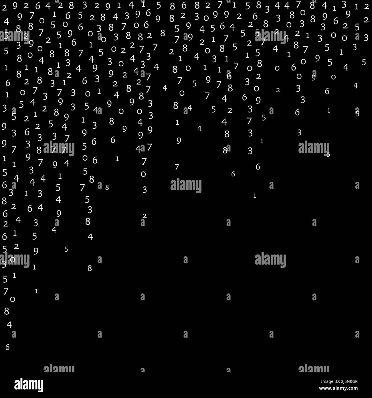 Falling numbers, big data concept. Binary white orderly flying digits ...