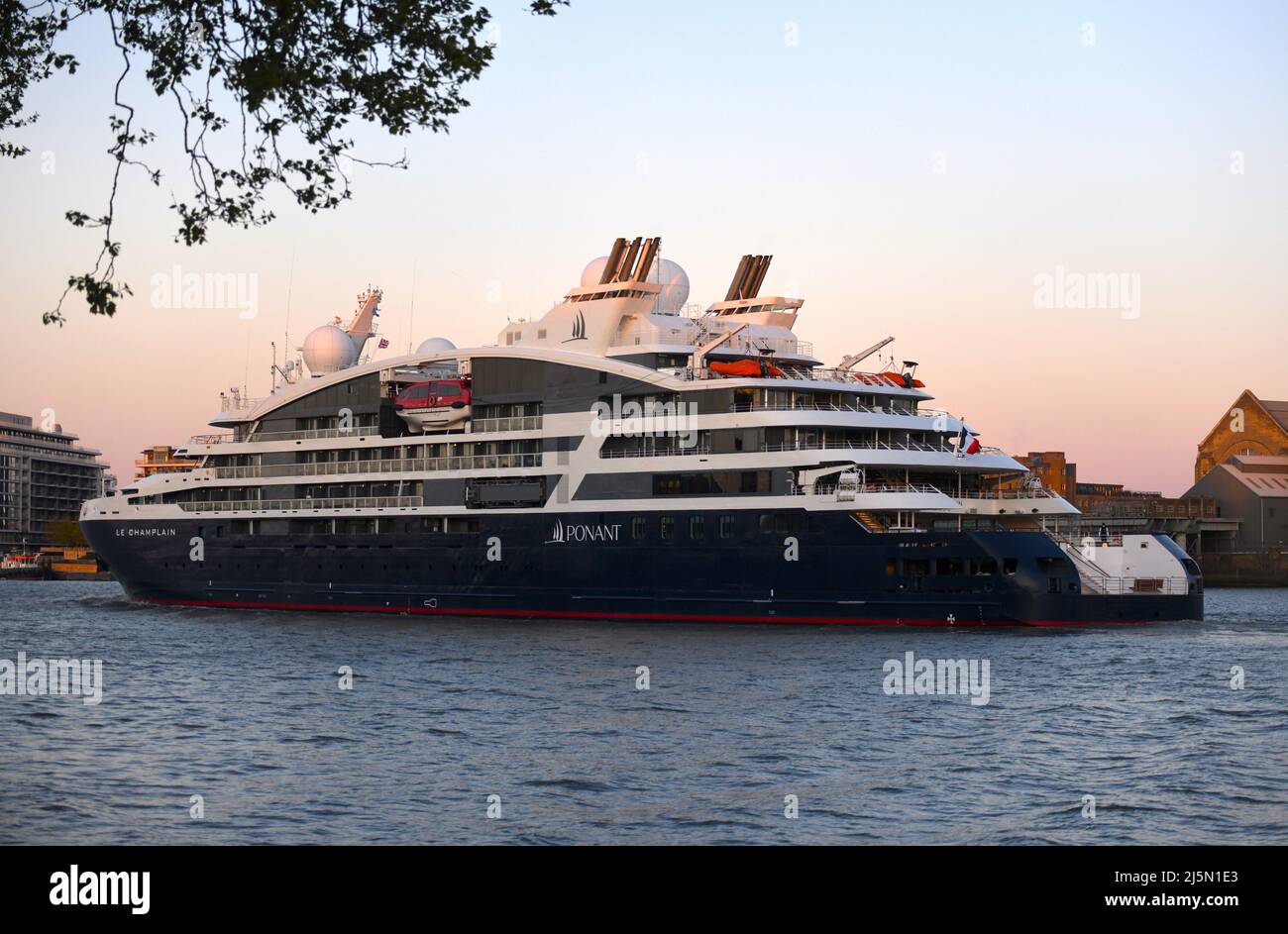 24/04/2022 Greenwich UK Le Champlain is an Explorers-Class cruise ship ...