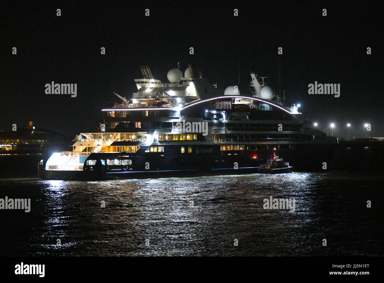 24/04/2022 Greenwich UK Le Champlain is an Explorers-Class cruise ship ...