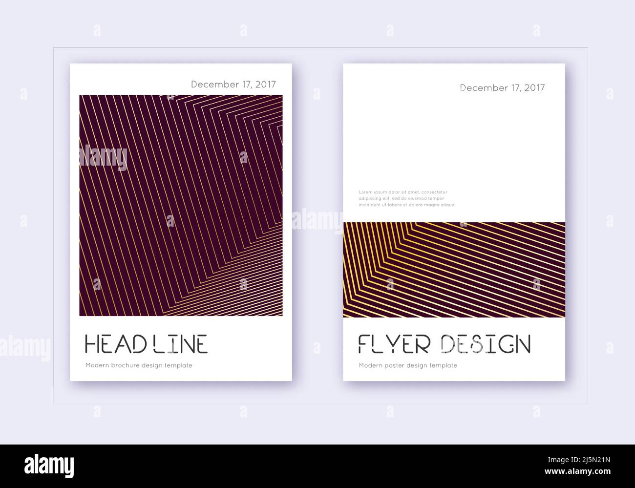 Minimal cover design template set. Gold abstract lines on maroon ...