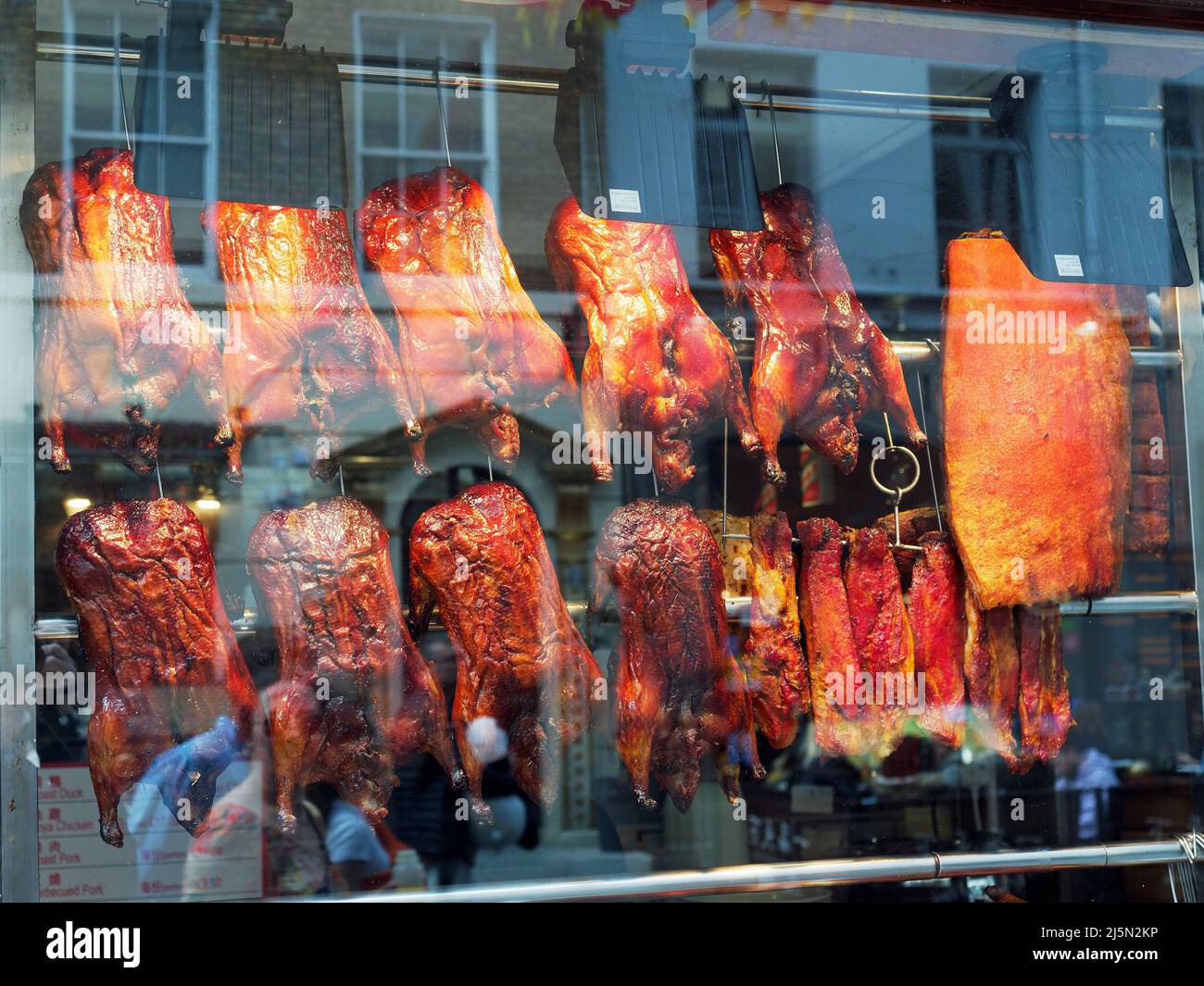 Roast duck displayed in the window of a Chinese restaurant in London's ...