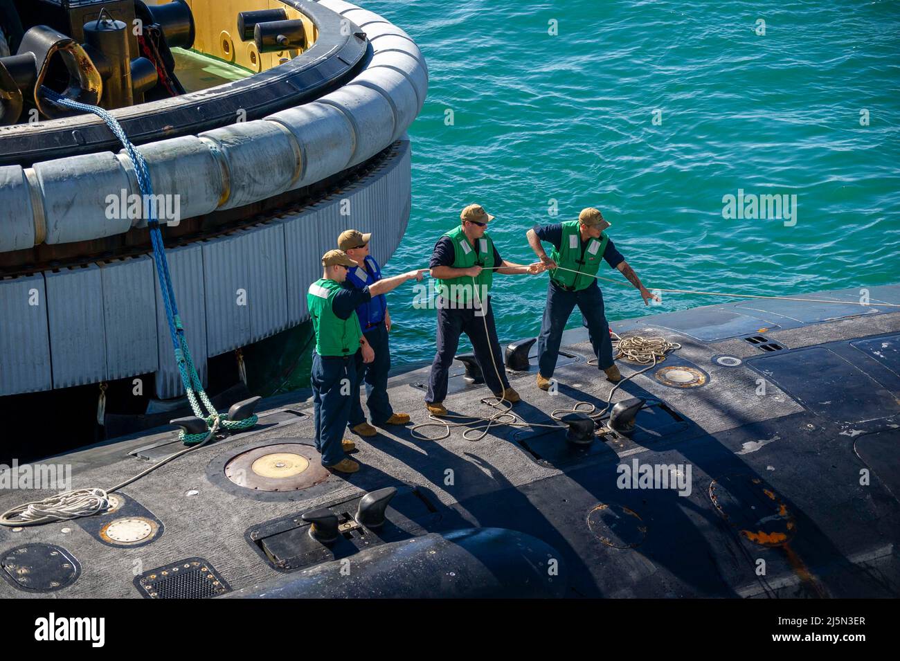 PERTH, Australia (April 23, 2022) Sailors assigned to the Los Angeles ...