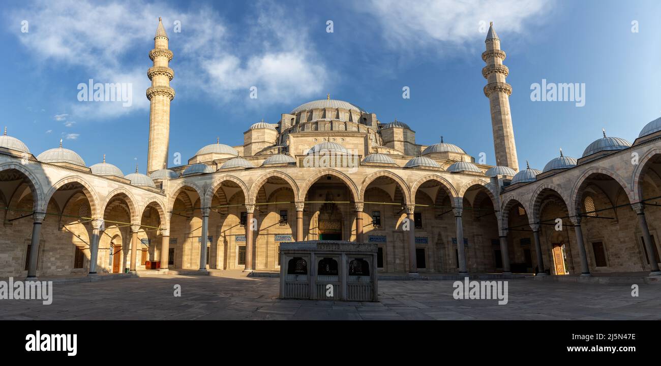 View of the majestic Suleiman Mosque patio, Istanbul, Turkey Stock ...