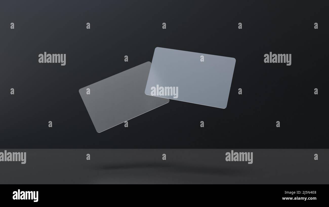 Transparent clear semitransparent business cards floating in mid air ...