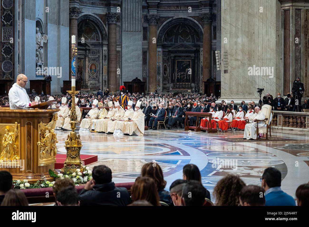 General view of the interior of the Basilica during the Mass for the ...