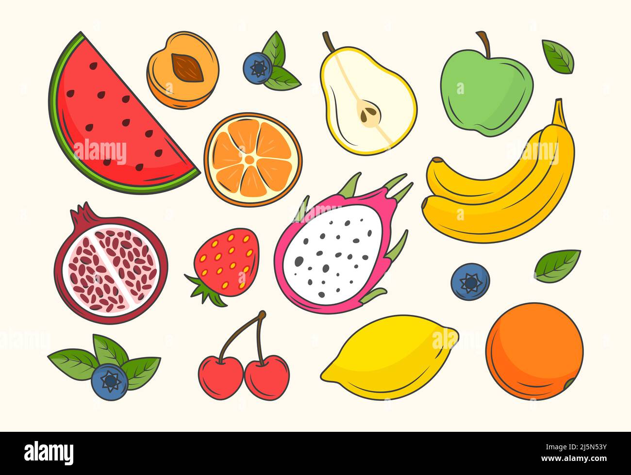 Set fruits different colorful Stock Vector Images - Alamy