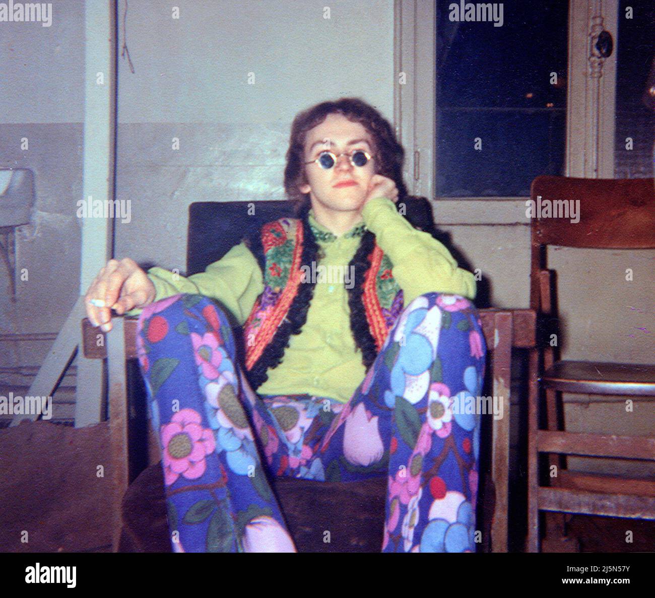 English drummer Mitch Mitchell backstage after a concert by the Jimi ...