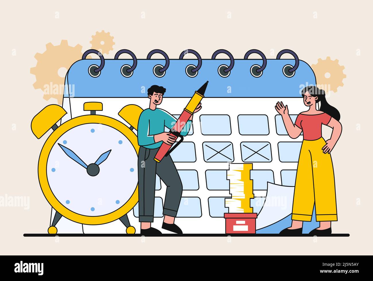 Employees at calendar Stock Vector Image & Art - Alamy