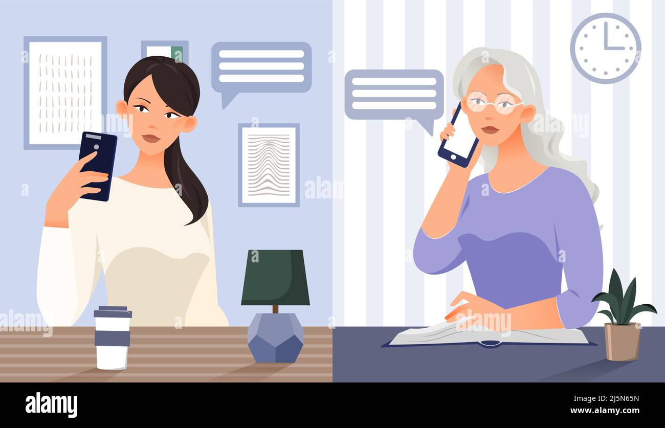 Woman calling her grandmother Stock Vector Image & Art - Alamy