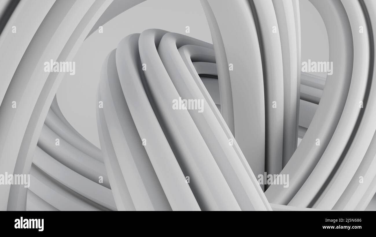 Abstract White Curves Background 3d Render Monochromatic Design Modern Illustration Stock