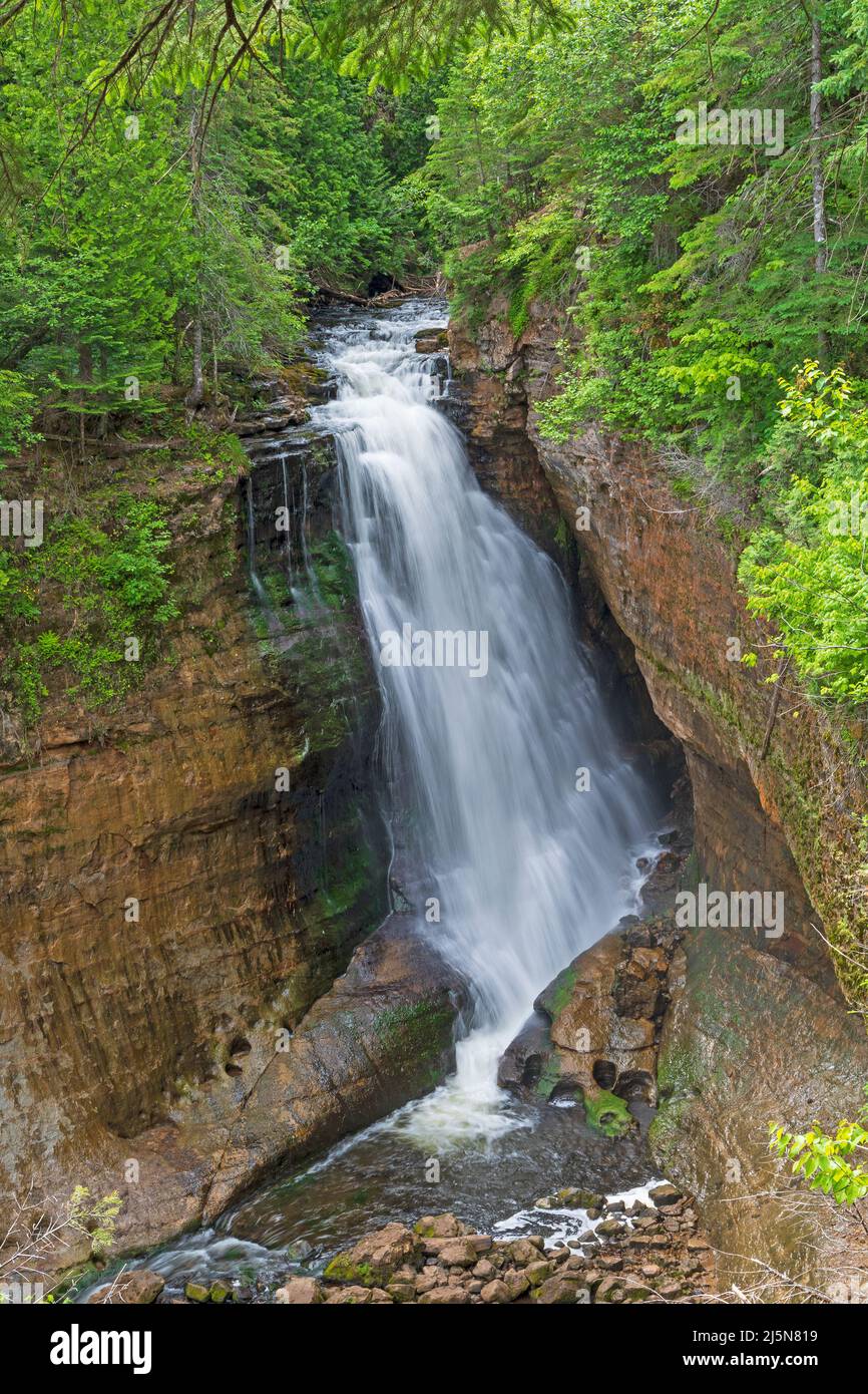 Secluded Waterfall in the North Woods at Miners Falls in Pictured Rocks ...