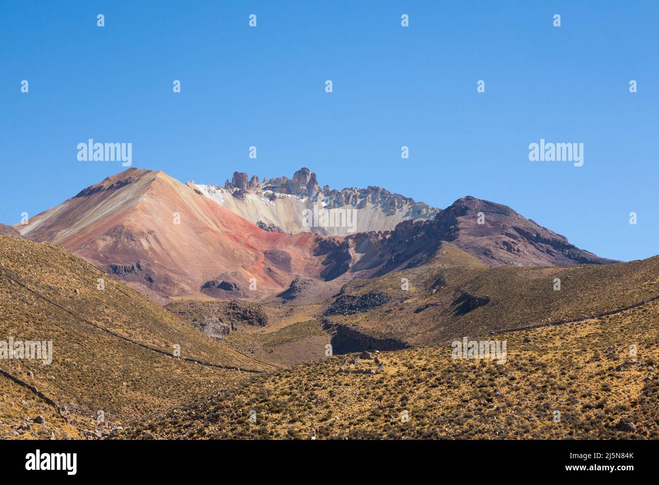 Tunupa volcano from Chatahuana viewpoint. Salar de Uyuni, Bolivia ...