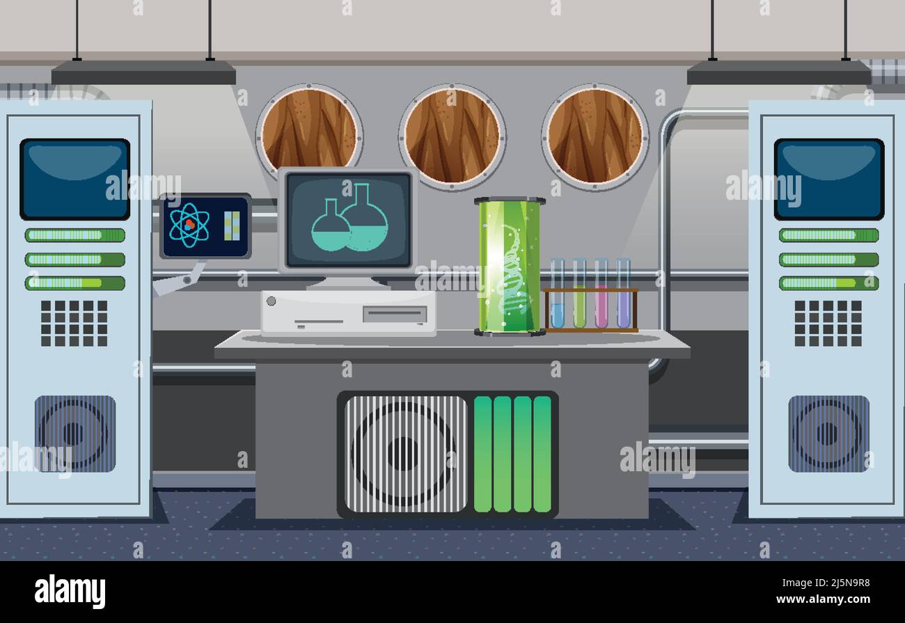 Science laboratory for chemical experiments illustration Stock Vector ...