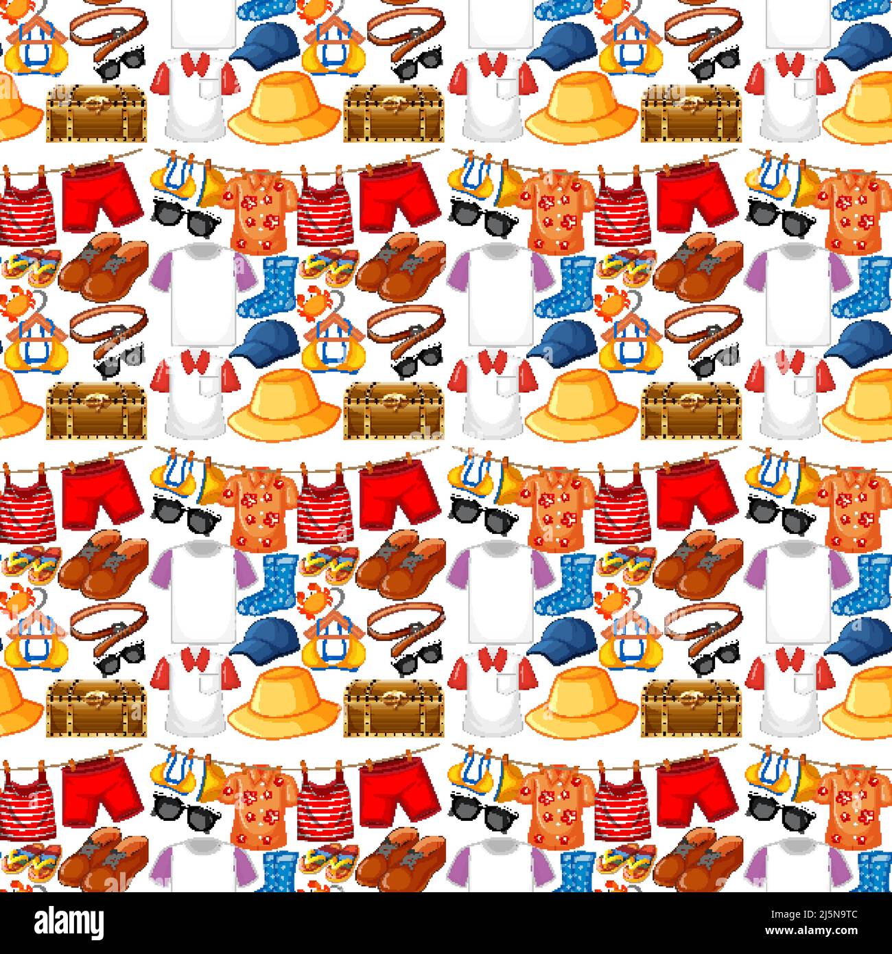 Seamless background design with cloth theme on white background ...