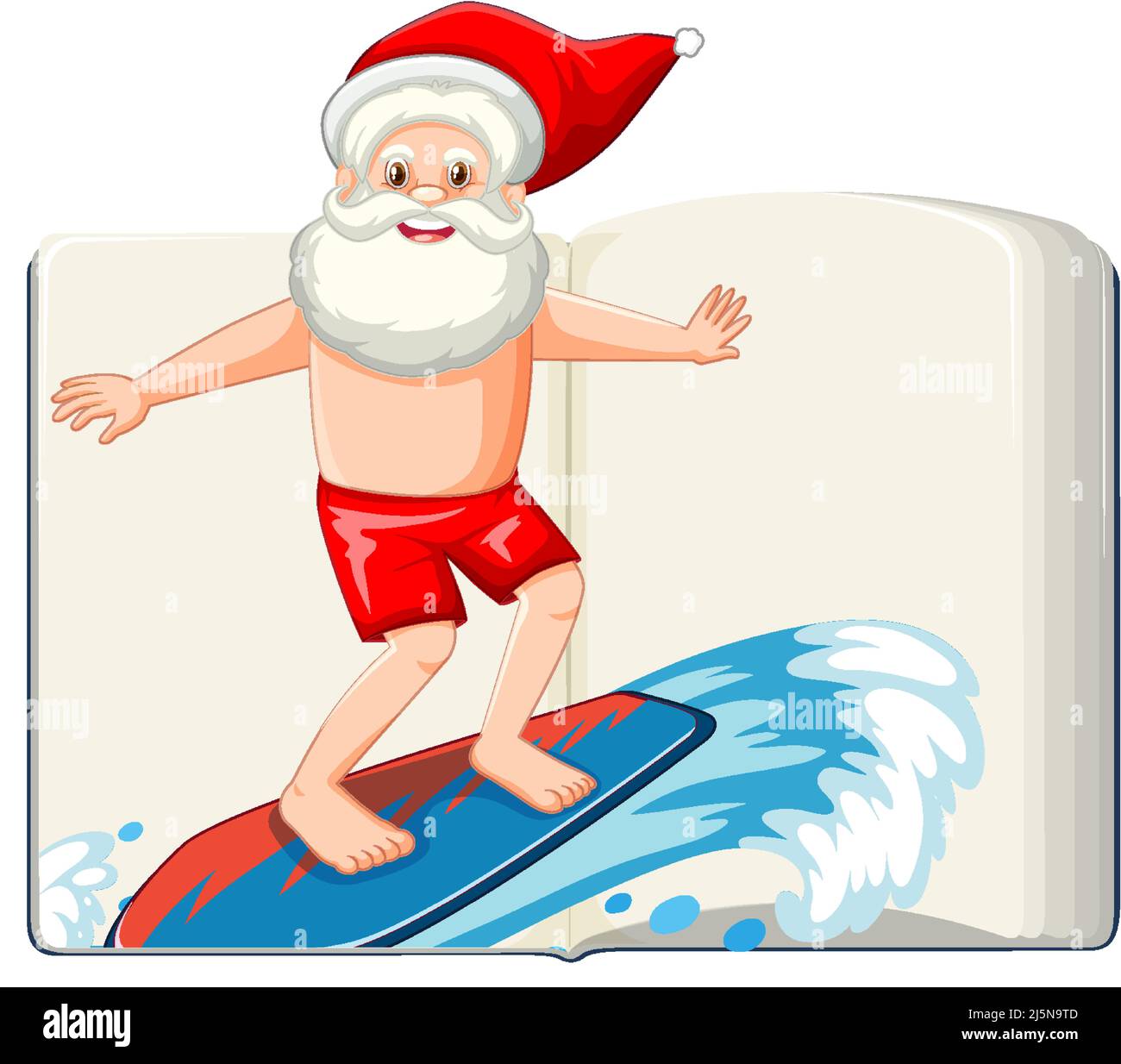 Summer Christmas with Santa Claus on surfboard illustration Stock ...