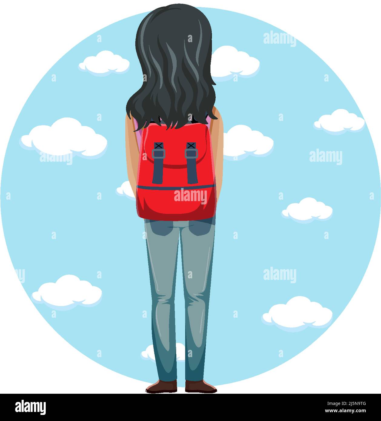 Back of backpacker simple character illustration Stock Vector Image ...