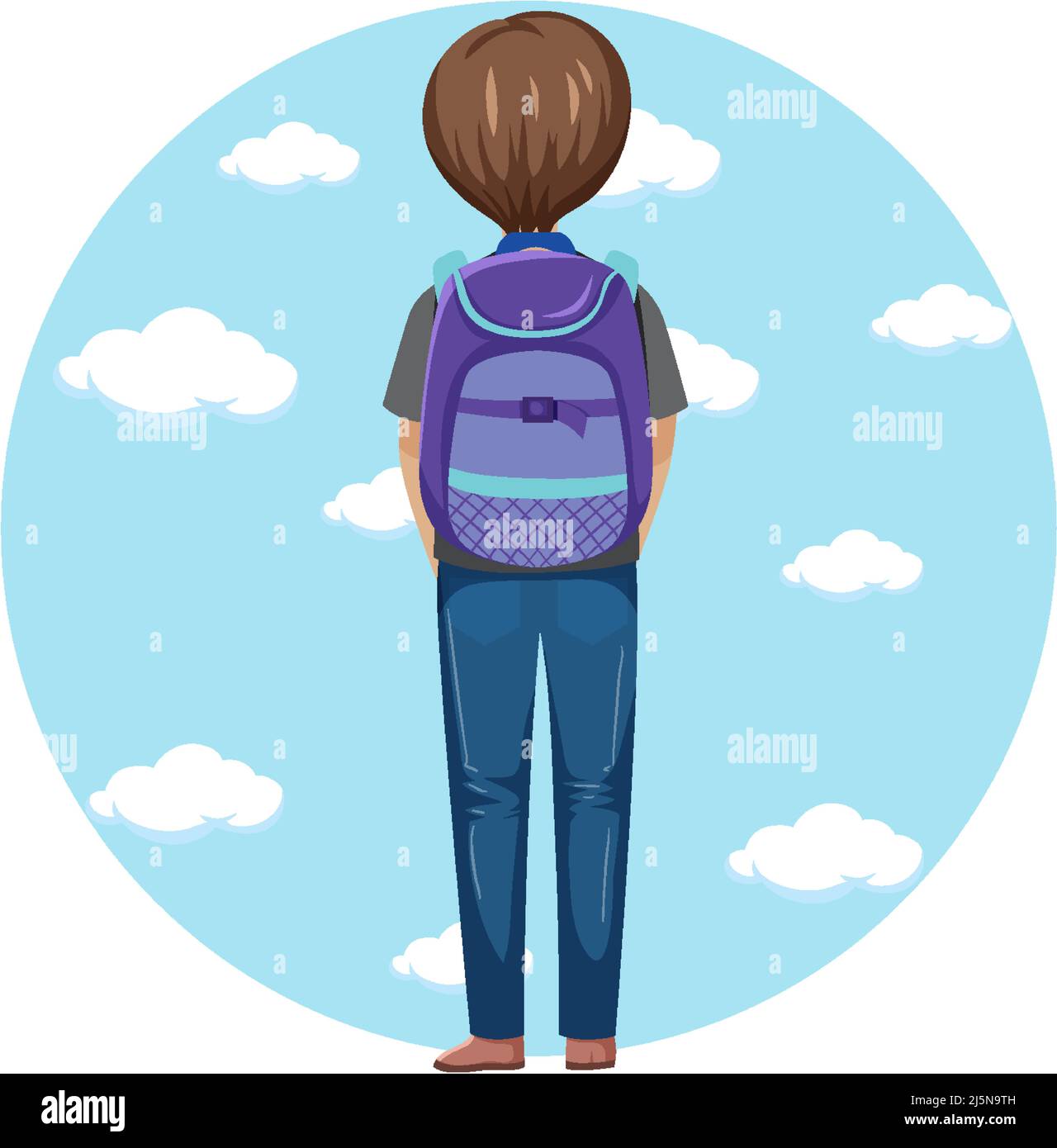 Back of backpacker simple character illustration Stock Vector Image ...