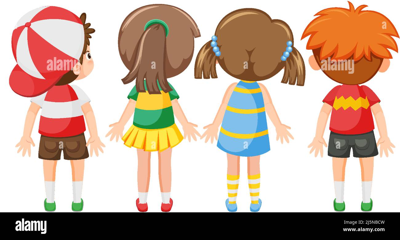 Little girl standing side Stock Vector Images - Alamy