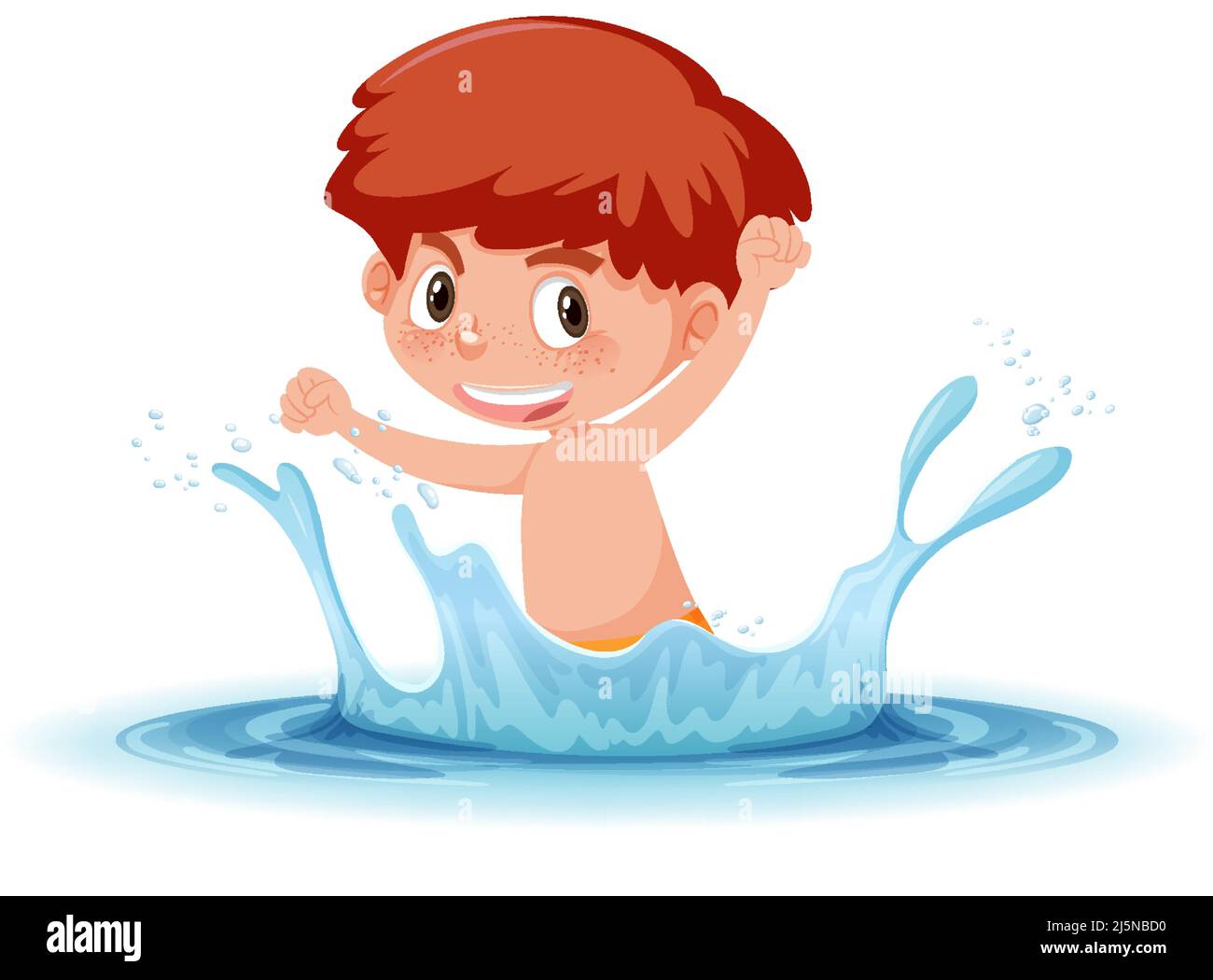 A water splash with fun boy on white background illustration Stock ...
