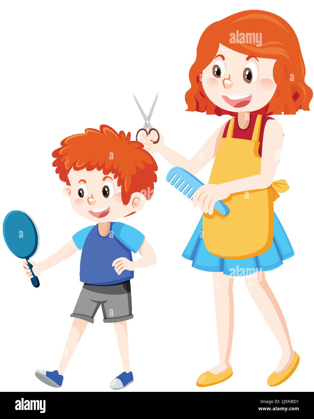 Hairdresser making boy hair style illustration Stock Vector Image & Art ...