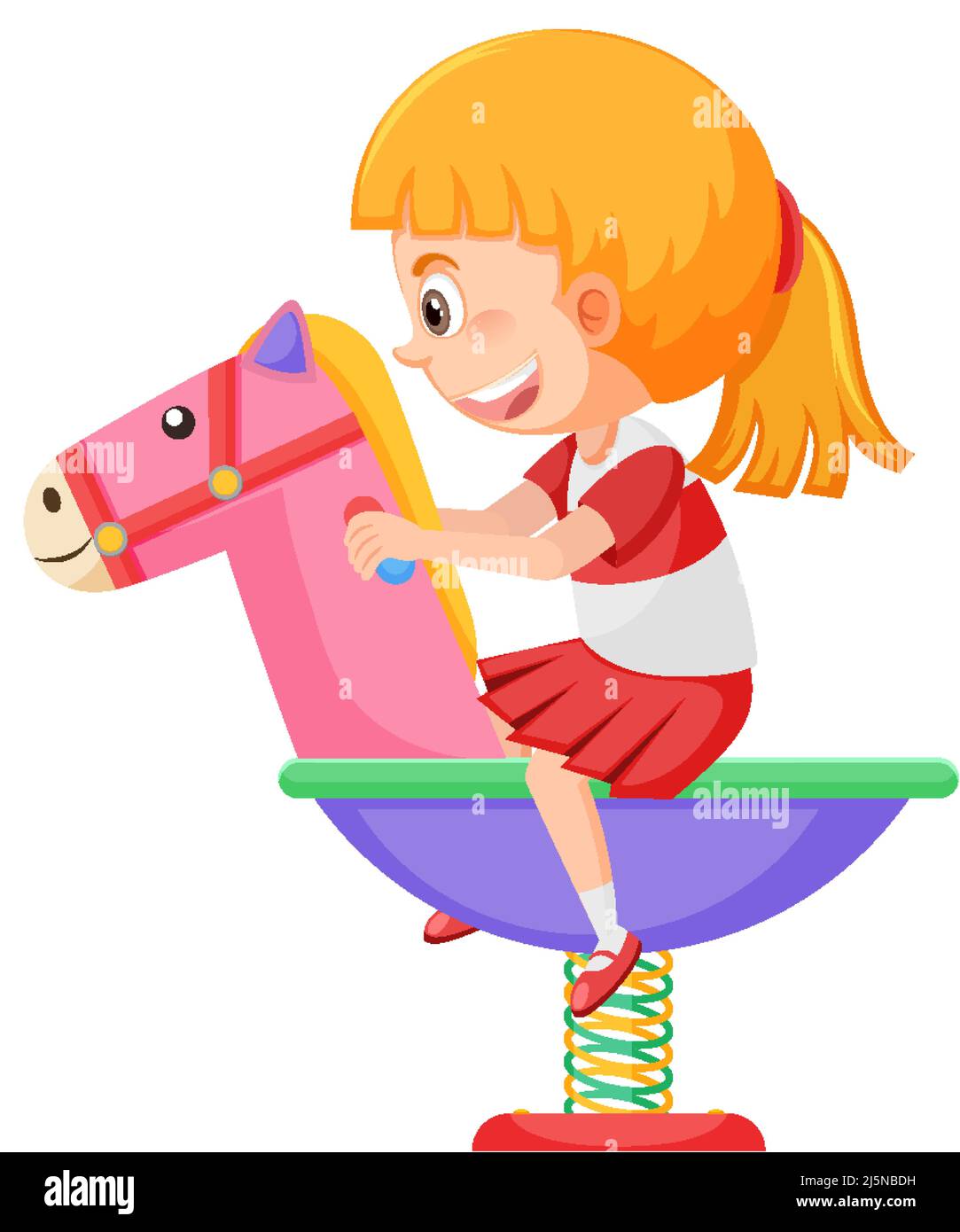 Girl playing rocking horse clipart Cut Out Stock Images & Pictures - Alamy