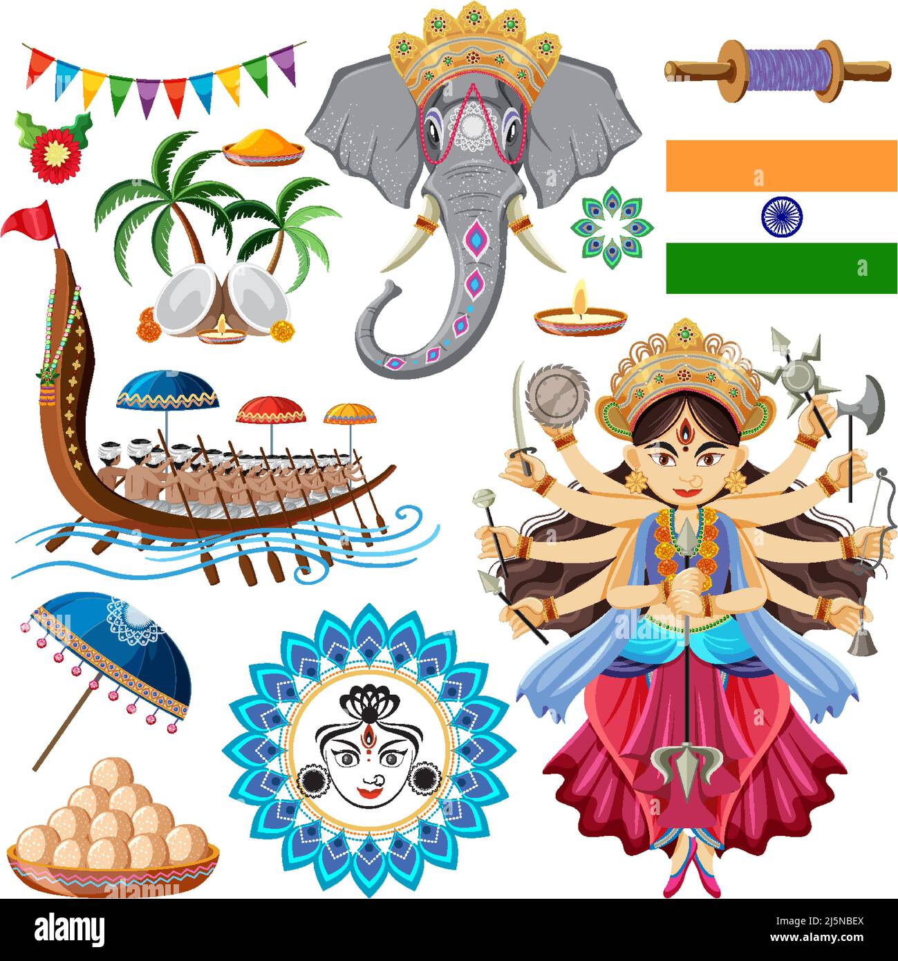 Set of Indian culture objects and symbols illustration Stock Vector ...