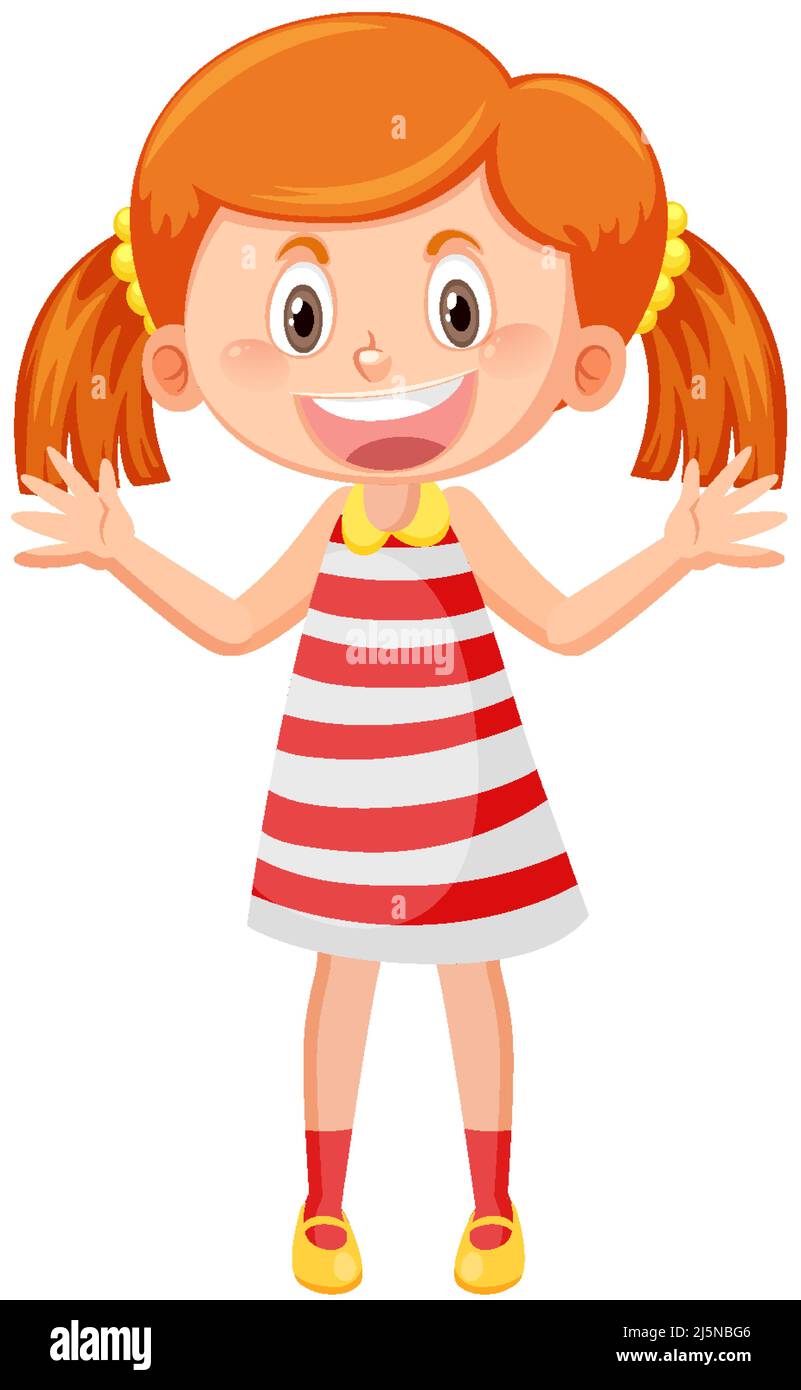 Cheerful girl with greeting gesture illustration Stock Vector Image ...