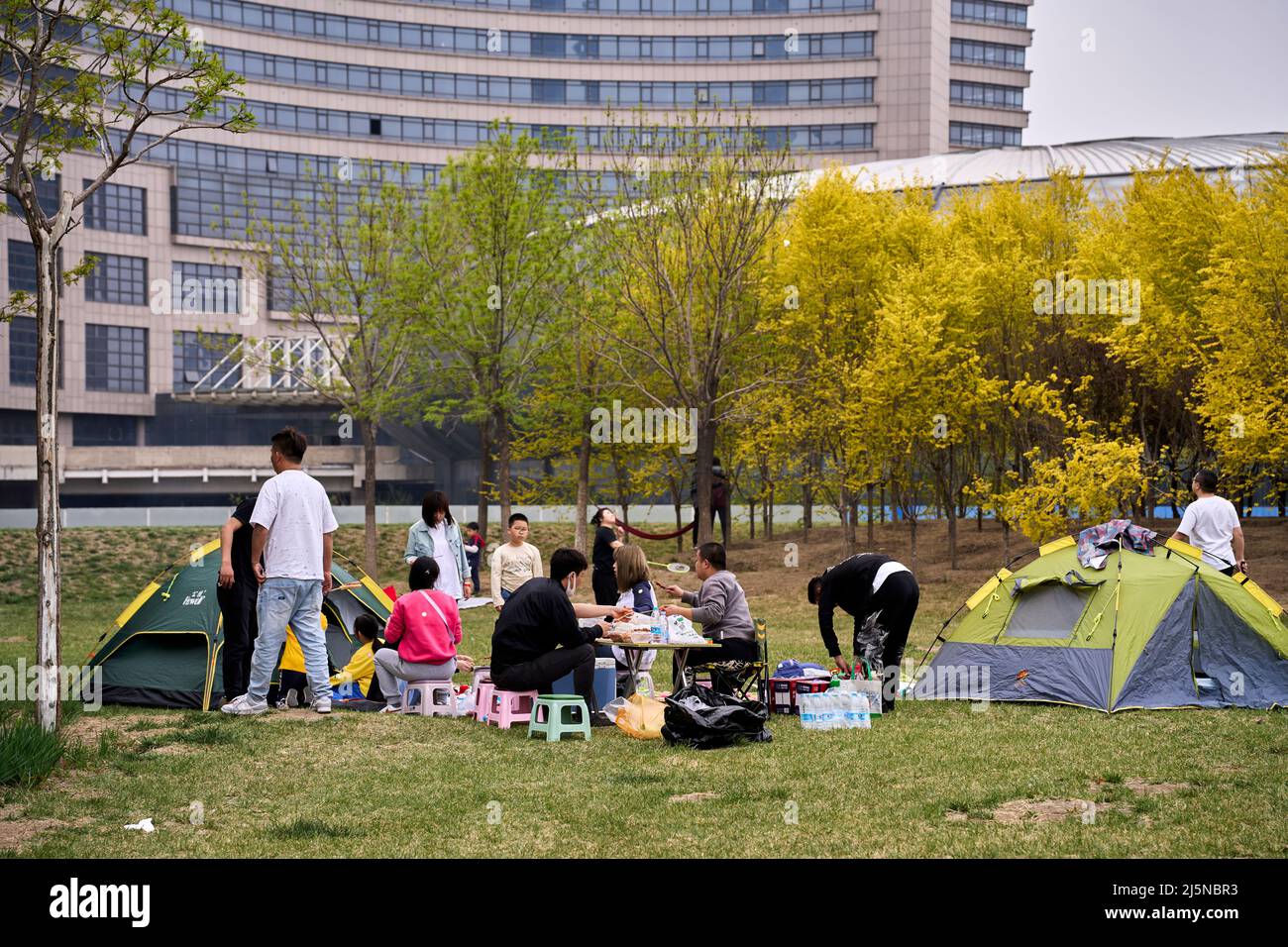 Chinese families camp outdoors to enjoy the weekends Stock Photo - Alamy