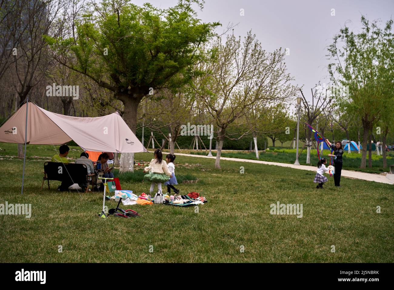 Chinese families camp outdoors to enjoy the weekends Stock Photo - Alamy