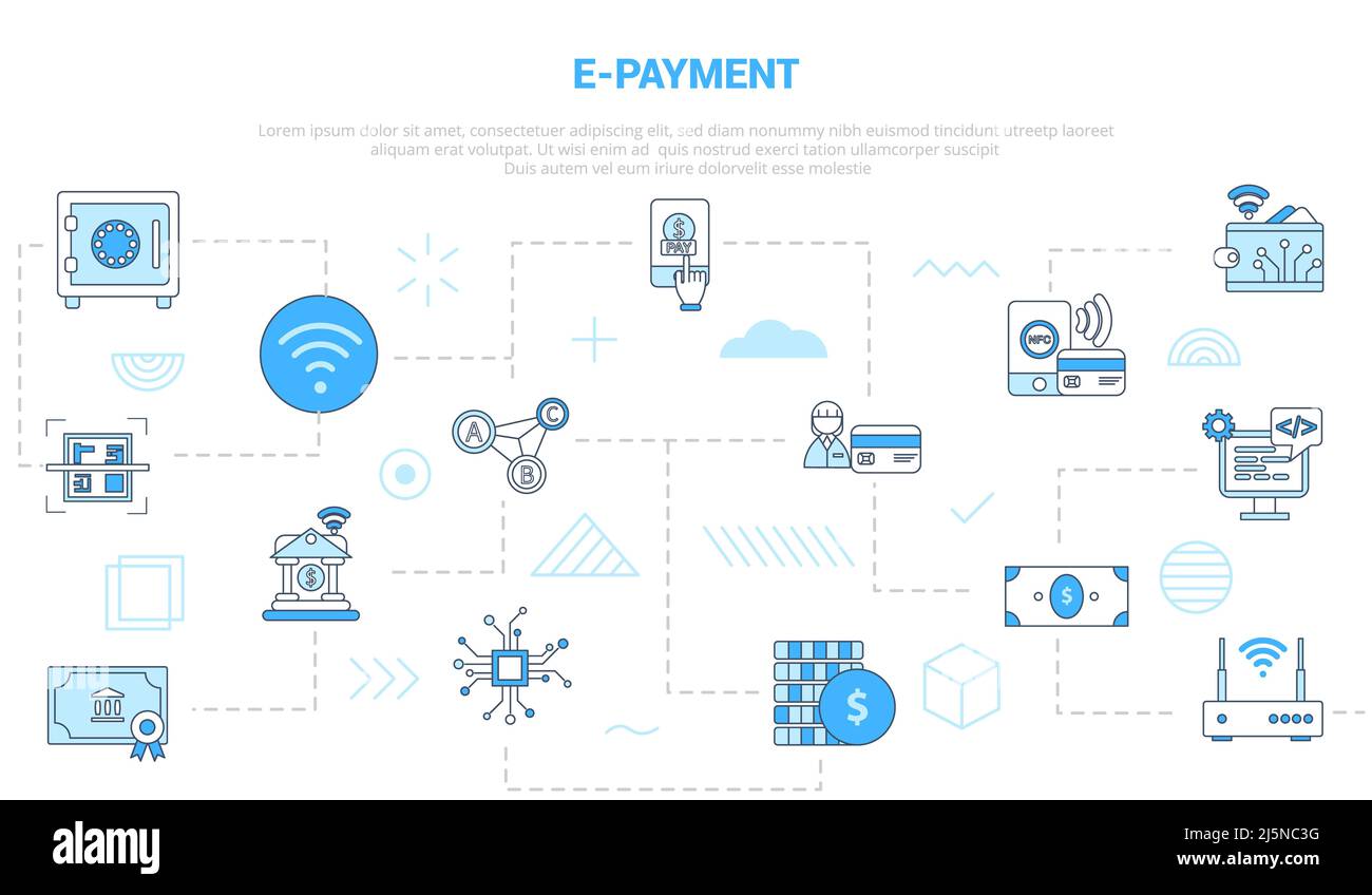e-payment electronic concept with icon set template banner with modern ...
