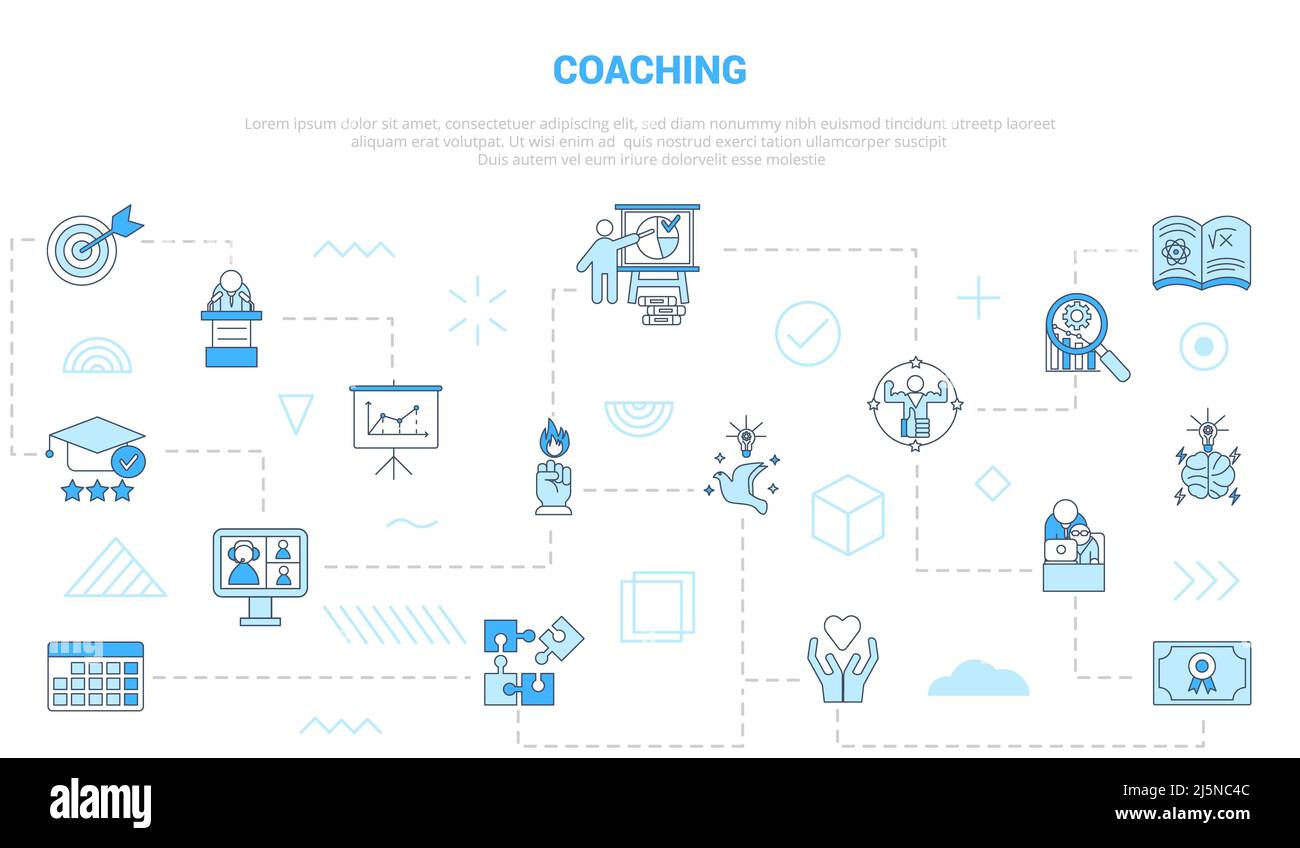 business coaching concept with icon set template banner with modern ...