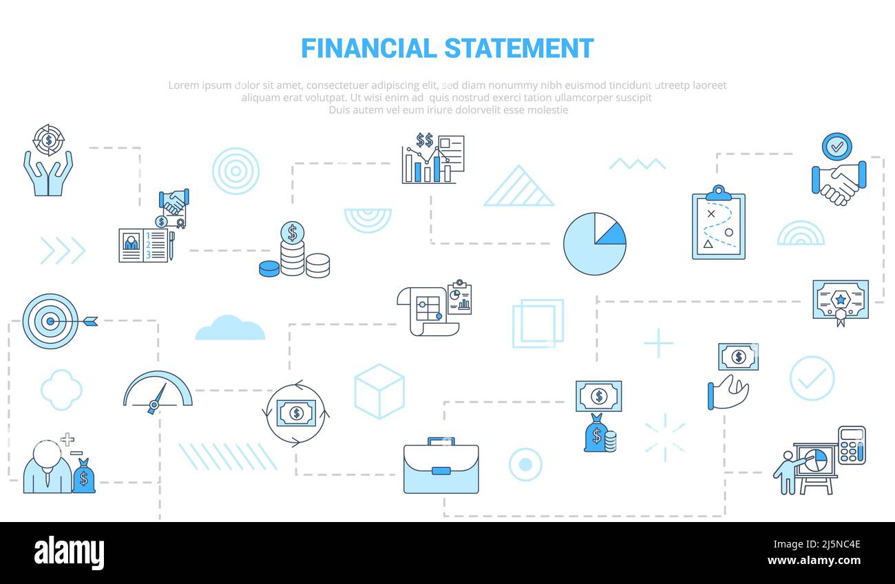 financial statement business personal concept with icon set template ...