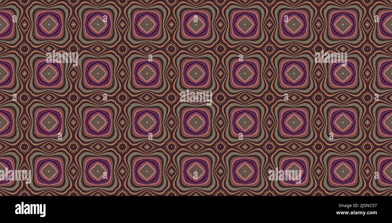 Earthy colours retro sixties geometric seamless border pattern in ...