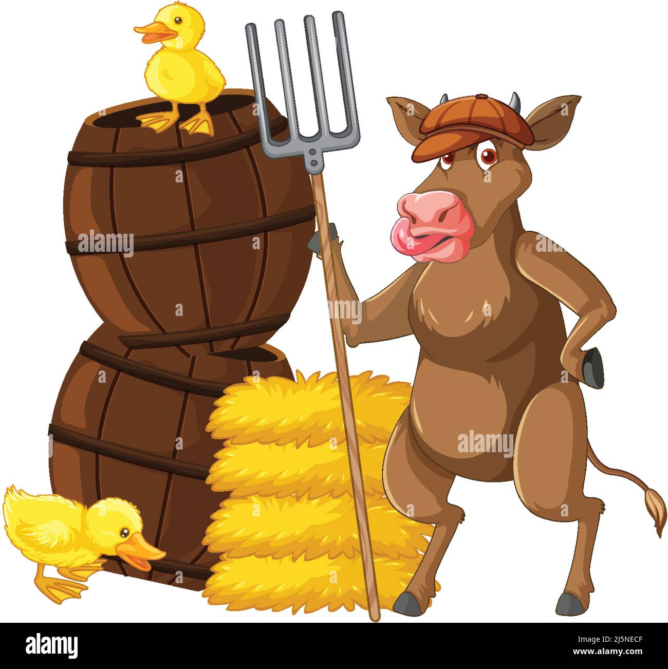 Cow with two yellow chicks illustration Stock Vector Image & Art - Alamy