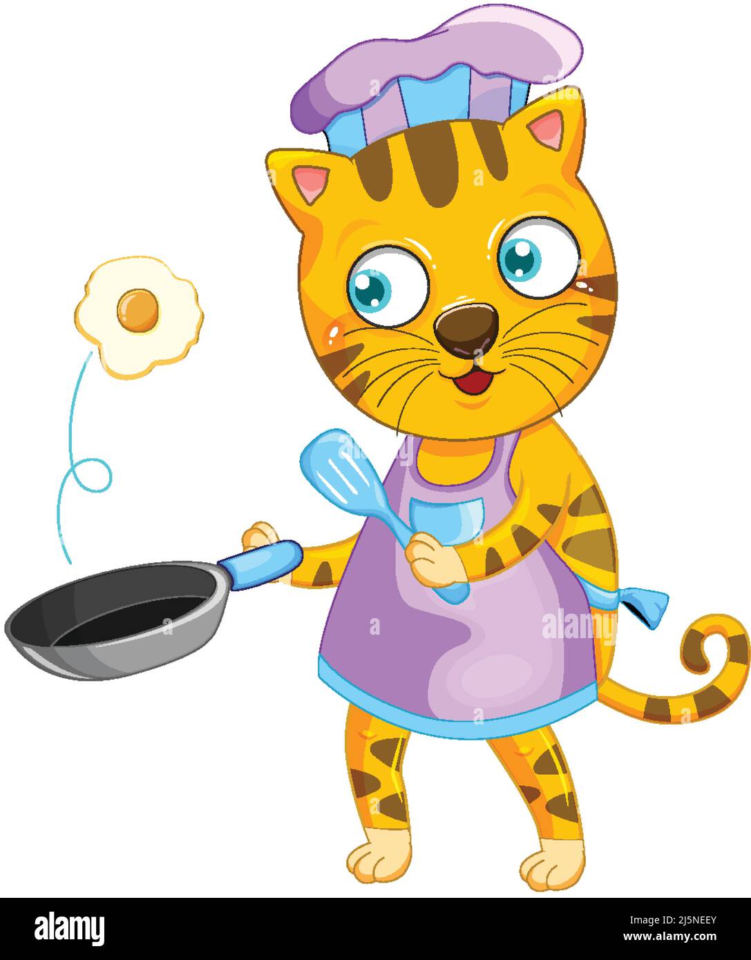 Catcartoon character cooking breakfast illustration Stock Vector Image ...