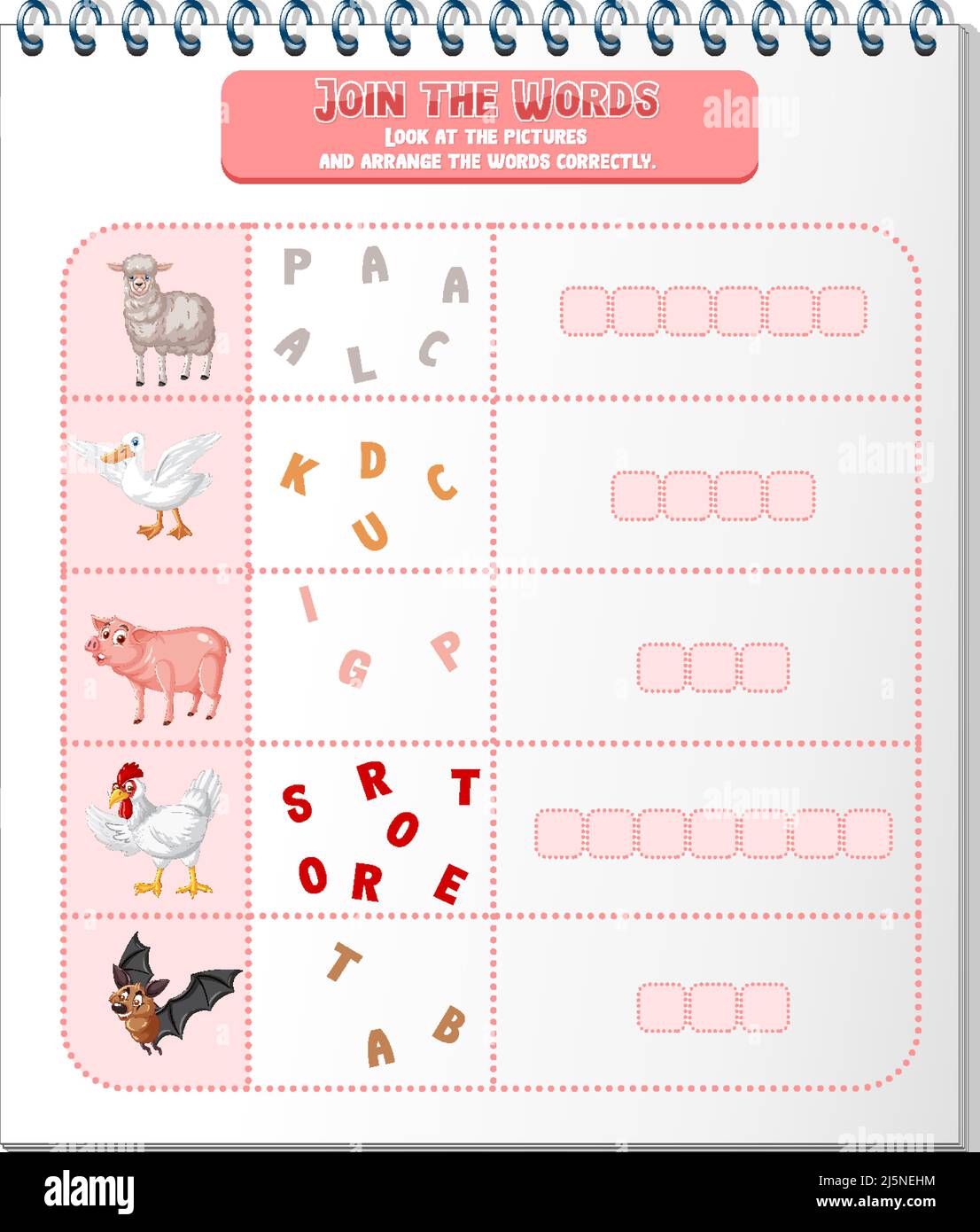 Arrange the letters in order with pictures illustration Stock Vector ...