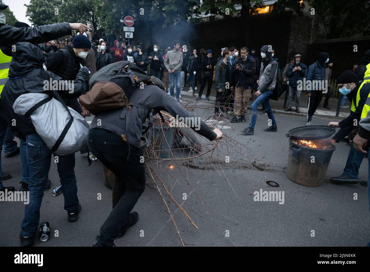 Riot police clash with protesters after a protest following the result ...