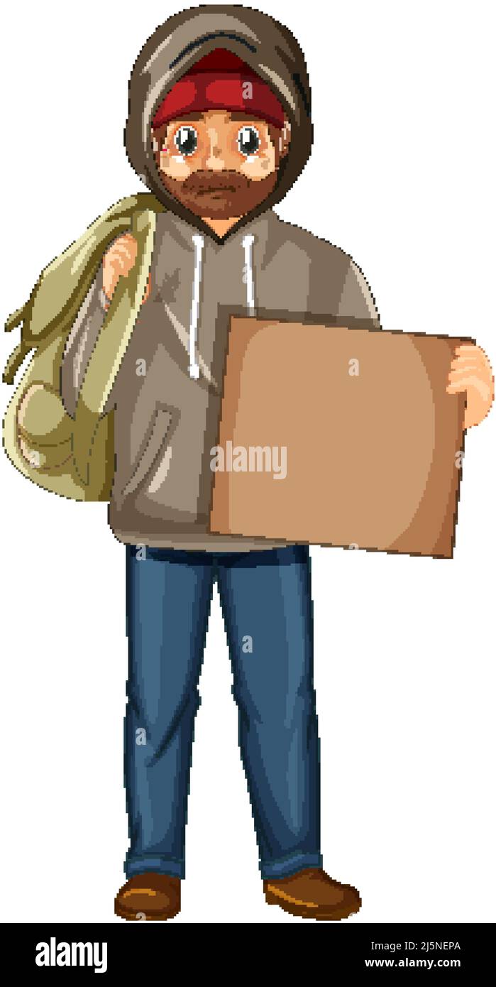 Homeless man cartoon character illustration Stock Vector Image & Art ...