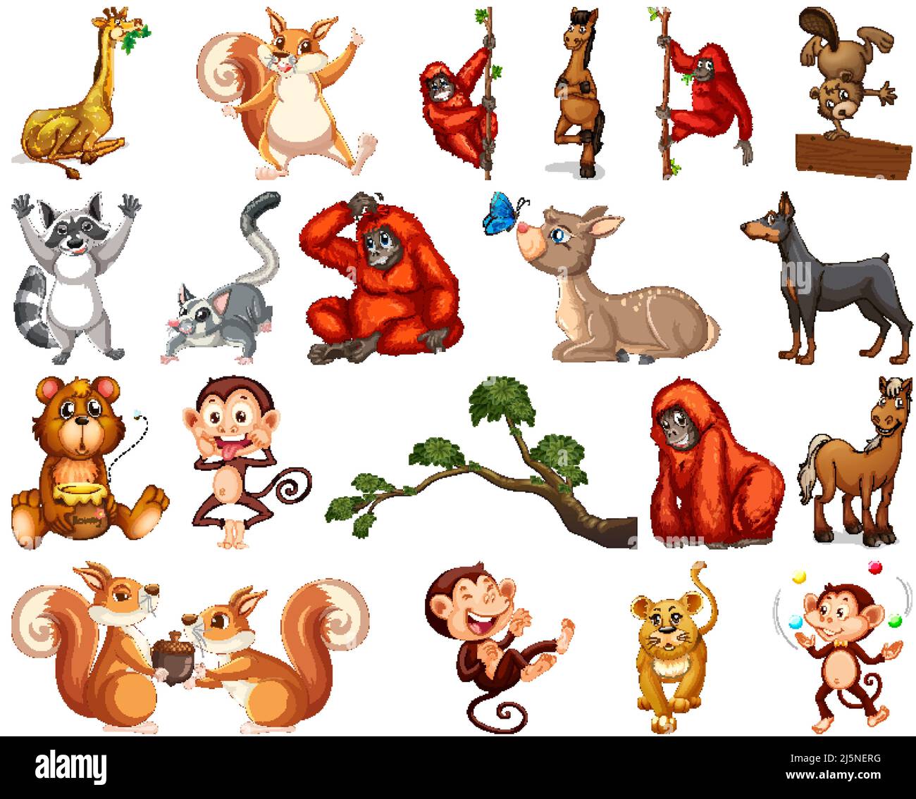 Set of animal cartoon character illustration Stock Vector Image & Art ...